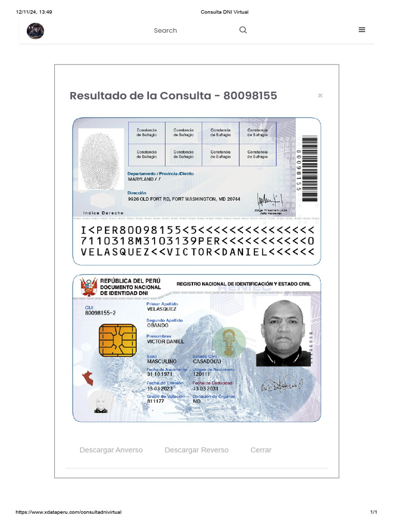Consulta DNI Virtual DA | PDF