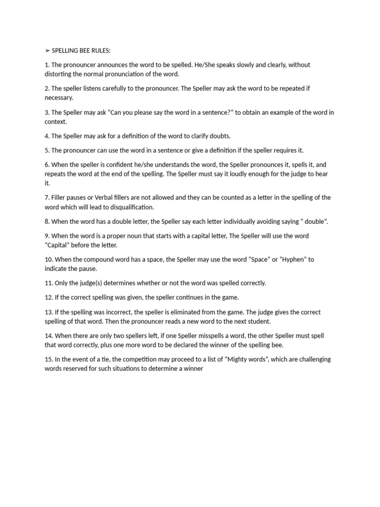 Final Spelling Bee Rules | PDF