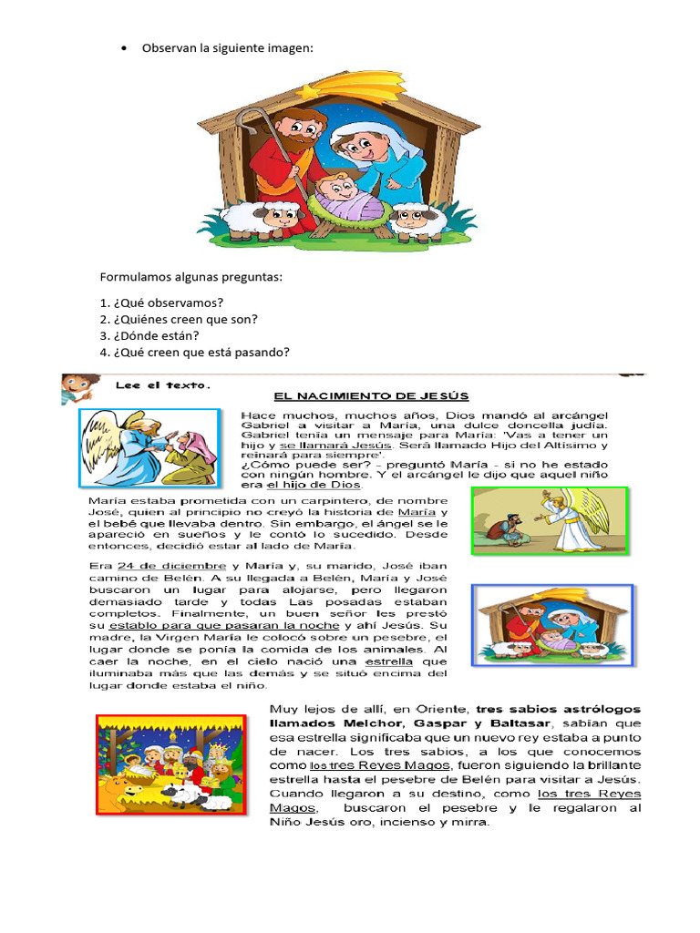 Actividades sobre el nacimiento de Jesús | PDF