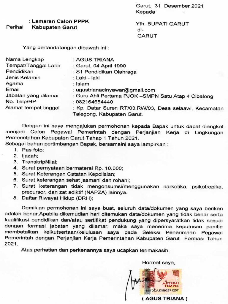 Contoh Surat Lamaran | PDF
