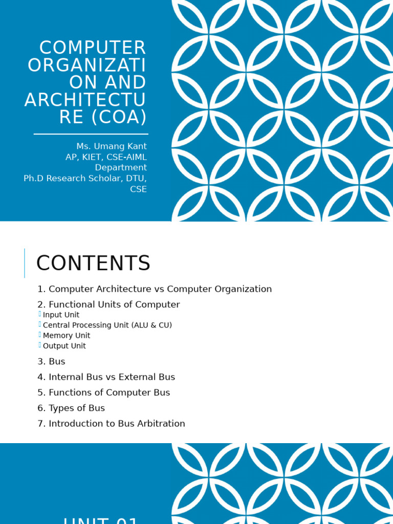 1.2_Unit1_Functional Units of Computer, Bus, Bus Types, Introduction to Bus Arbitration | PDF ...
