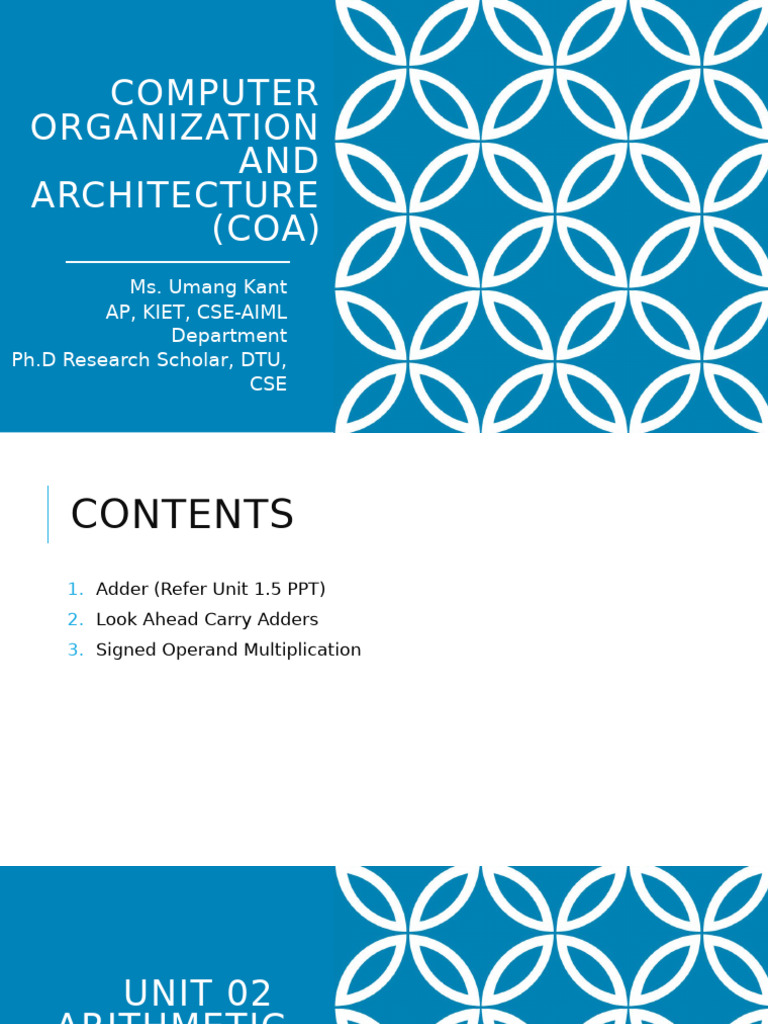 2.1 - Unit2 - Look Ahead Carry Adder | PDF | Computer Science | Computer Engineering