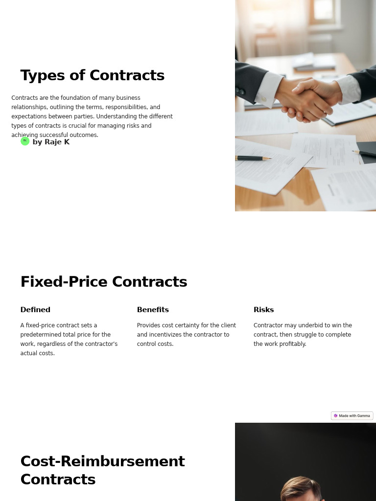 Types of Contracts | PDF | Risk | Business Economics