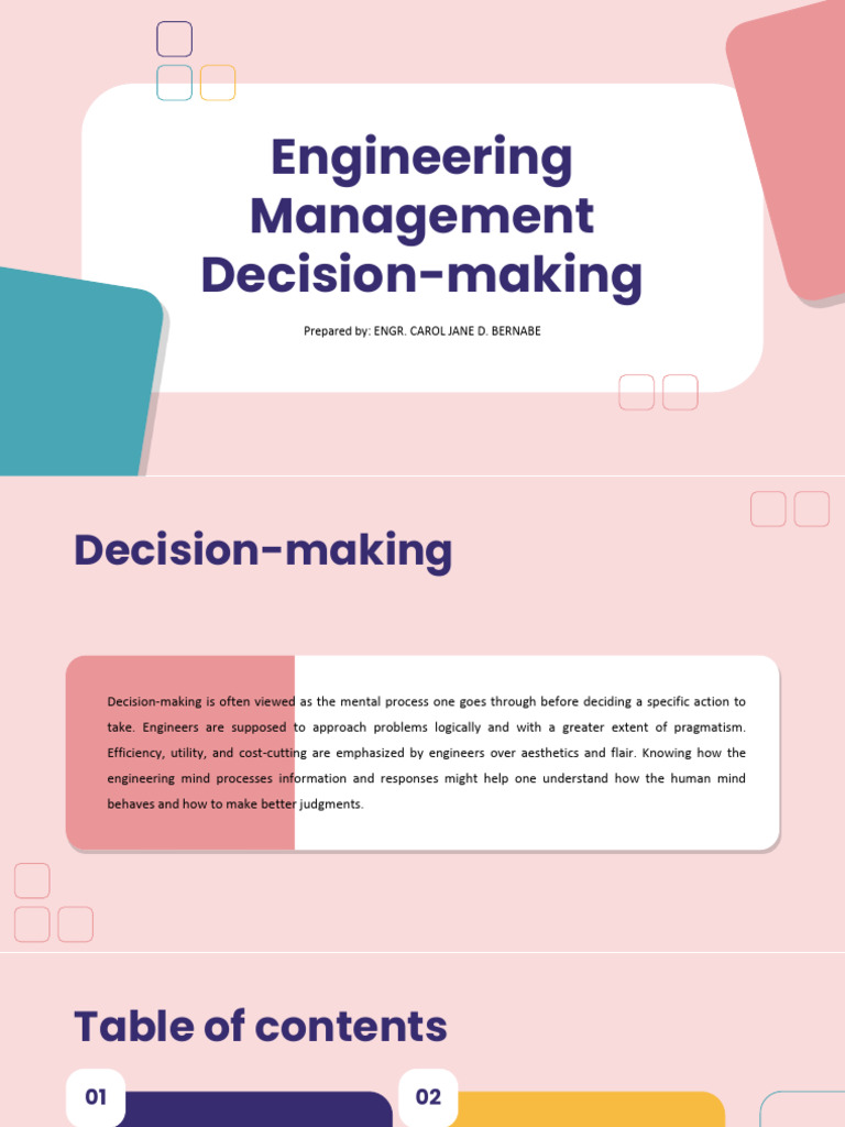 Engineering Management Decision Making Pdf Decision Theory