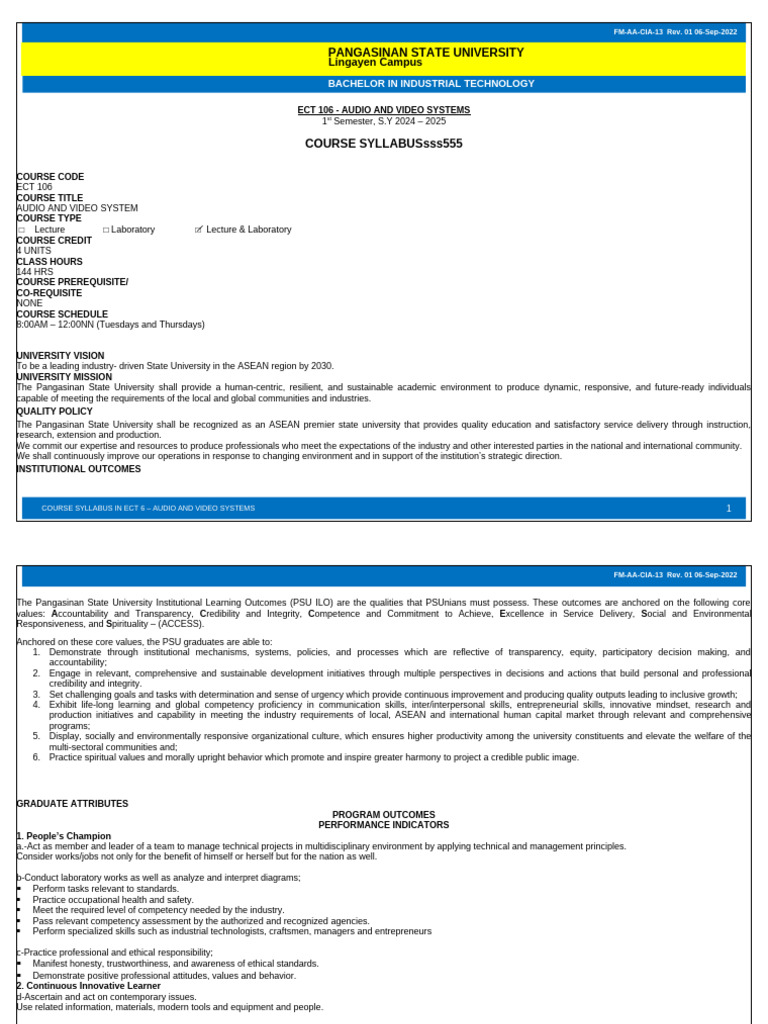 Ect 6 Audio and Video System | PDF | Educational Assessment | Liquid ...
