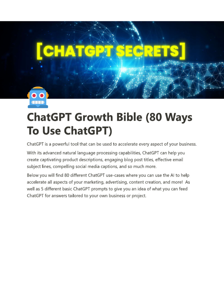 80 Ways To Use Chat GPT | PDF