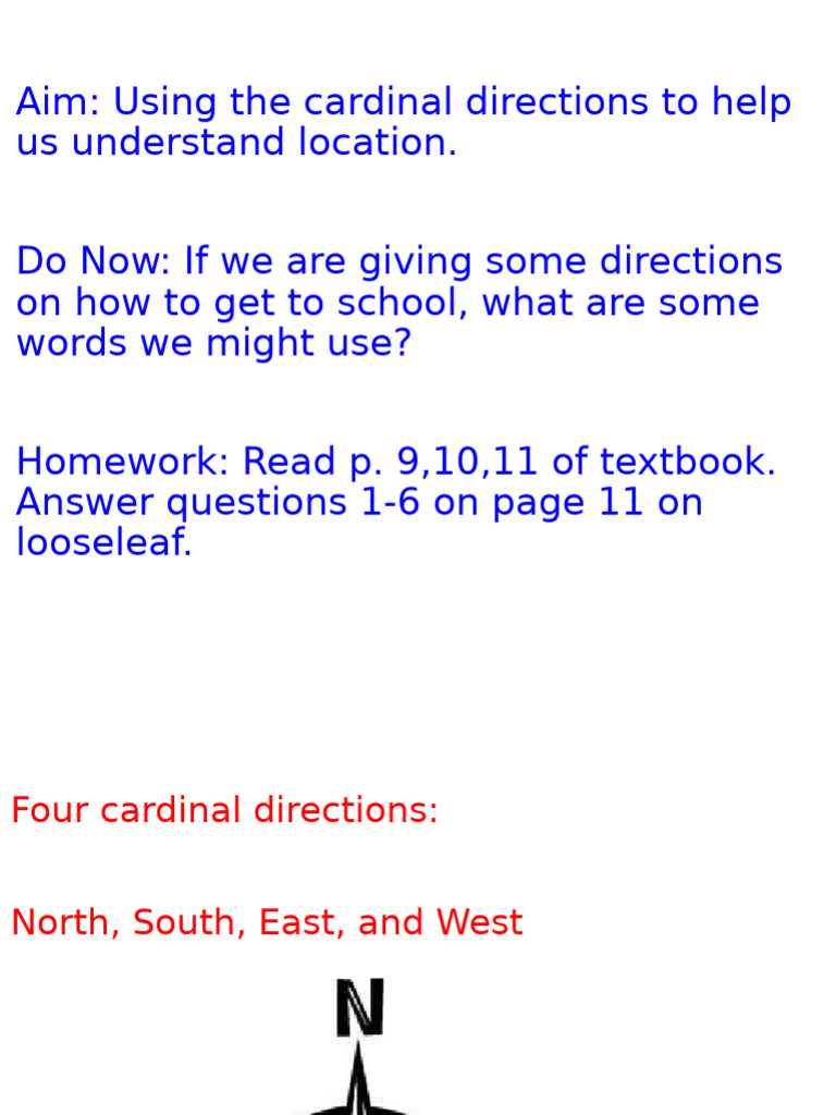 Cardinal Directions - Geography - Lesson 3 | PDF