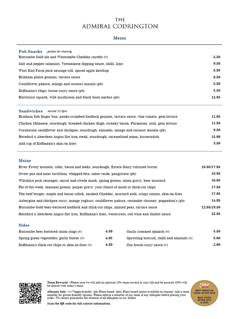 Ad Cod Main Menu Spring 2023 | PDF | Sauce | French Fries