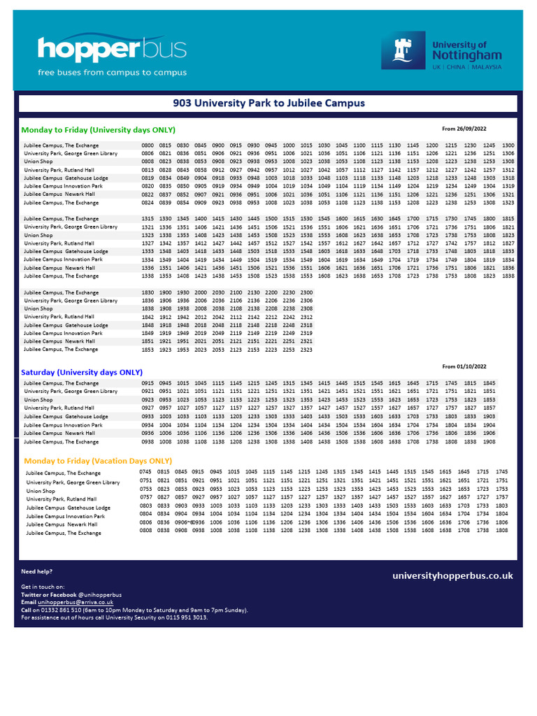 University Hopper Bus Schedule | PDF