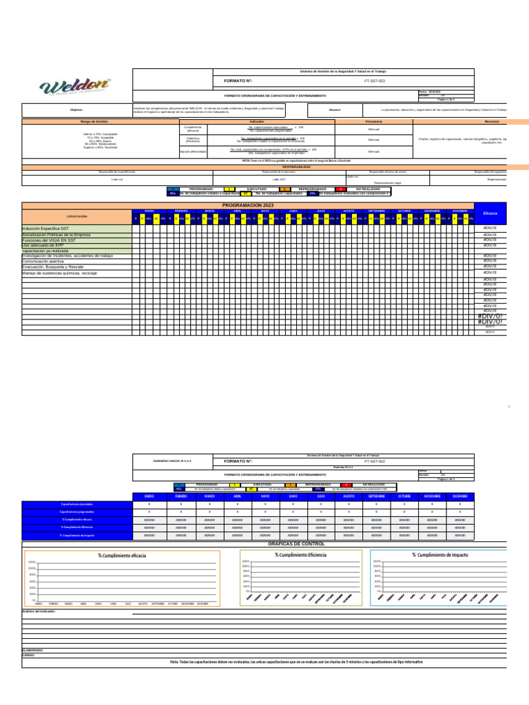 Ft Sst 023 Formato Cronograma De Capacitación Y Entrenamiento We Pdf