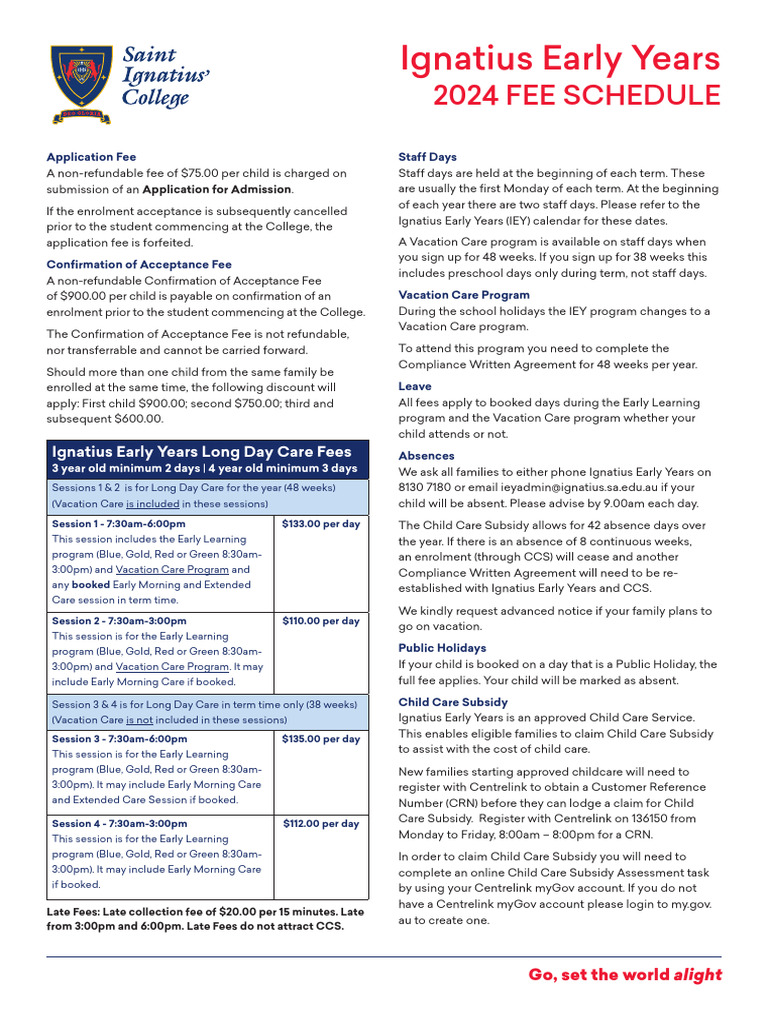 2024 IEY Fees Schedule | PDF | Payments | Child Care