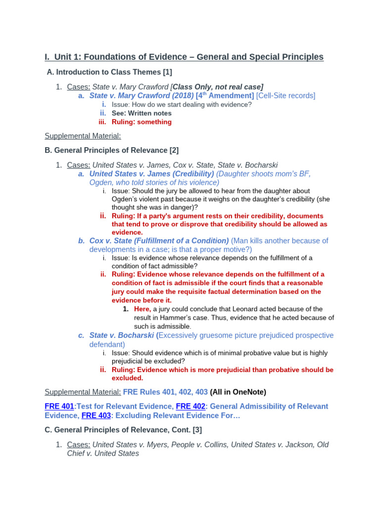 2021 Evidence Outline | PDF | Witness Impeachment | Hearsay