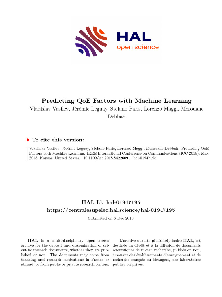 Predicting QoE Factors with ML Techniques | PDF | Quality Of Service ...