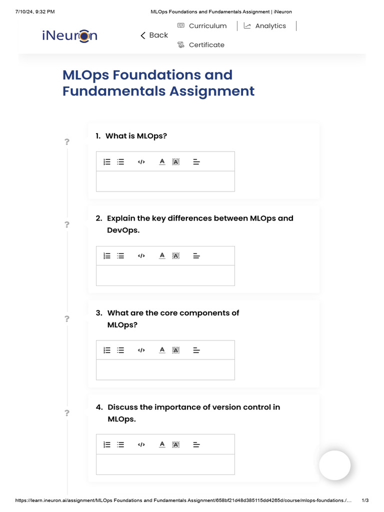 MLOps Foundations and Fundamentals Assignment _ iNeuron | PDF | Computer Science | Computing