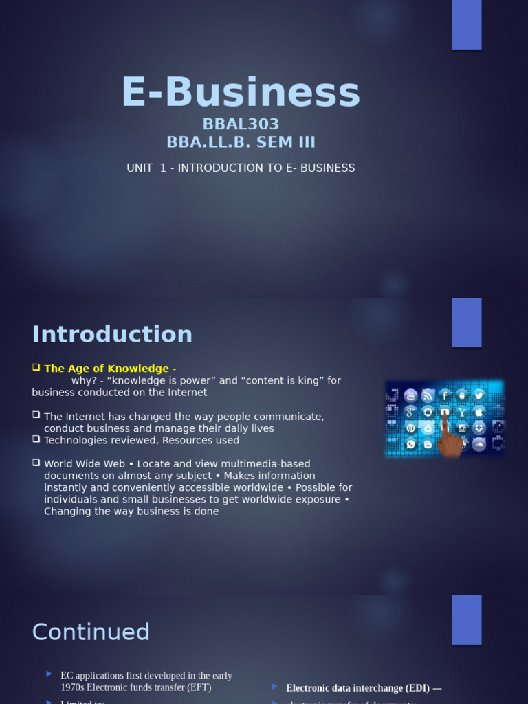 Unit 1 - Introduction To E Business | PDF | Electronic Business | E Commerce