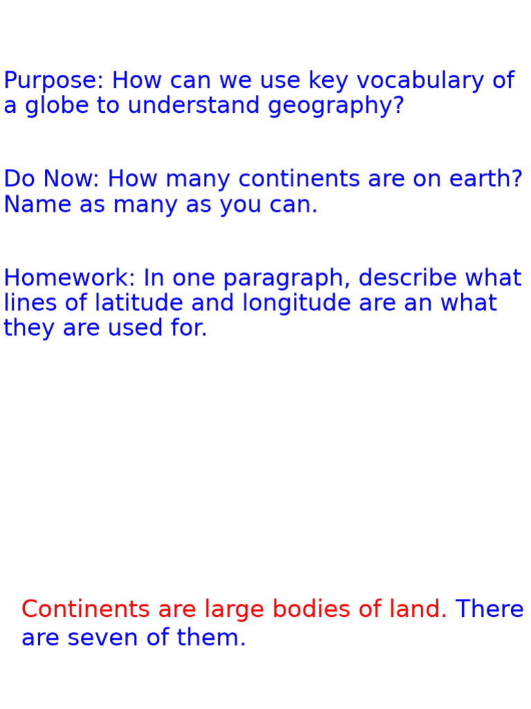 Globe Vocabulary - Lesson 2 - Geography | PDF