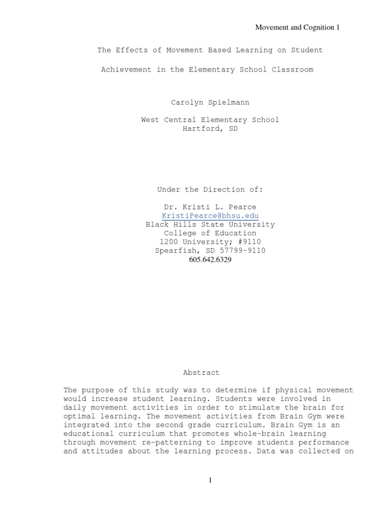 Movement Study | PDF | Educational Assessment | Teachers