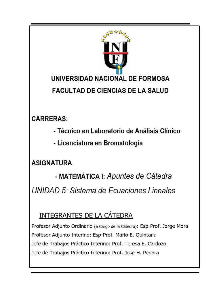 FCS-TLAC y LB-Mat. I-U.5-Sist. de Ecuac. Lineales-Ap. Teórico | PDF | Ecuaciones | Sistema de ...