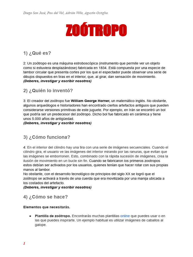 Zootropo (1) | PDF