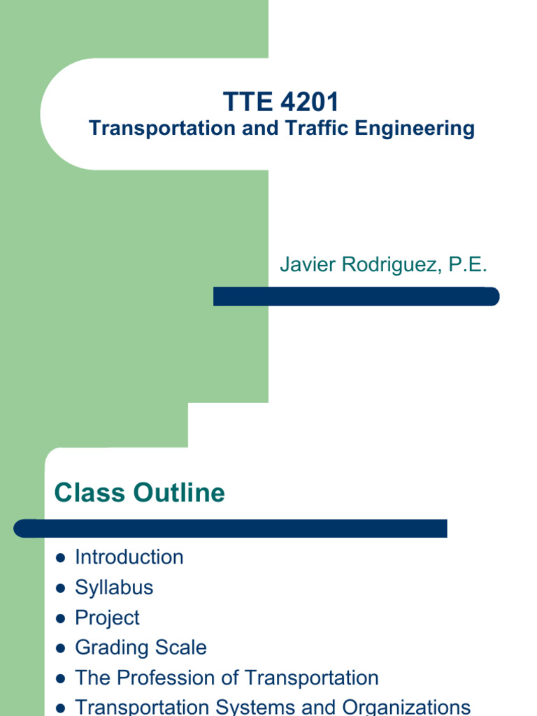 Class 1 - Introduction to Transportation Engineering | PDF | Transport ...