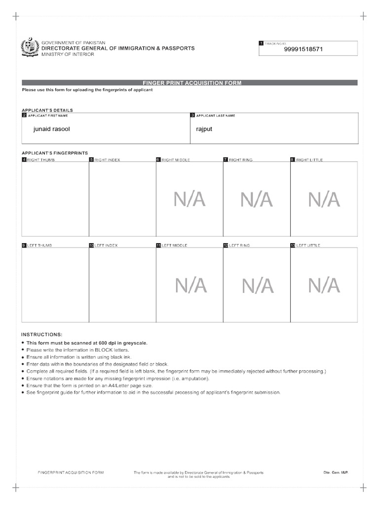 Finger Print Form | PDF
