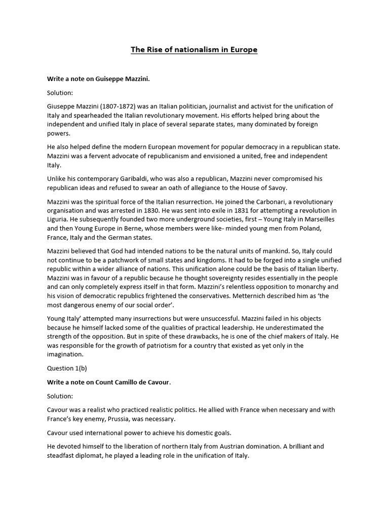 Class 10 Rise of Nationalism in Europe | PDF | Balkans | German Empire