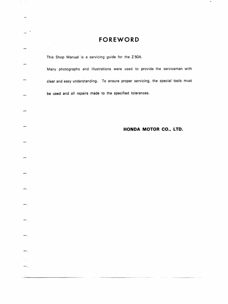 Shop Manual Honda Z50A - K0-K2 | PDF | Clutch | Valve