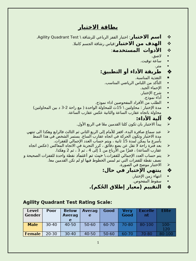 Quadrant Agility Test | PDF
