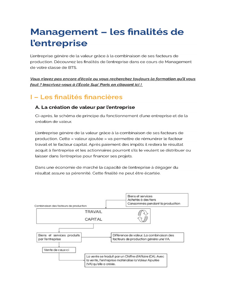 Les Finalités D'une Entreprise | PDF