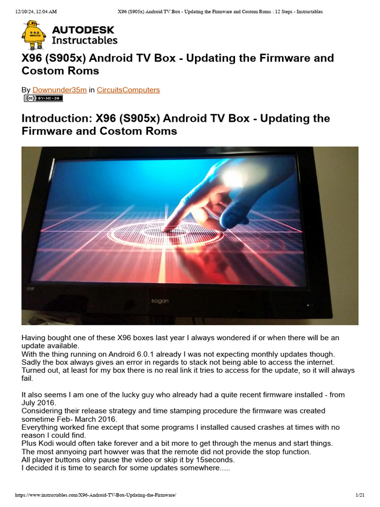 X96 TV Box Firmware Guide | PDF | Booting | Android (Operating System)