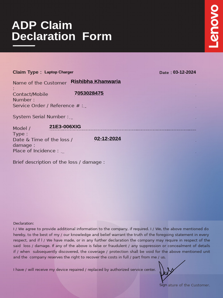 Adp Form | PDF