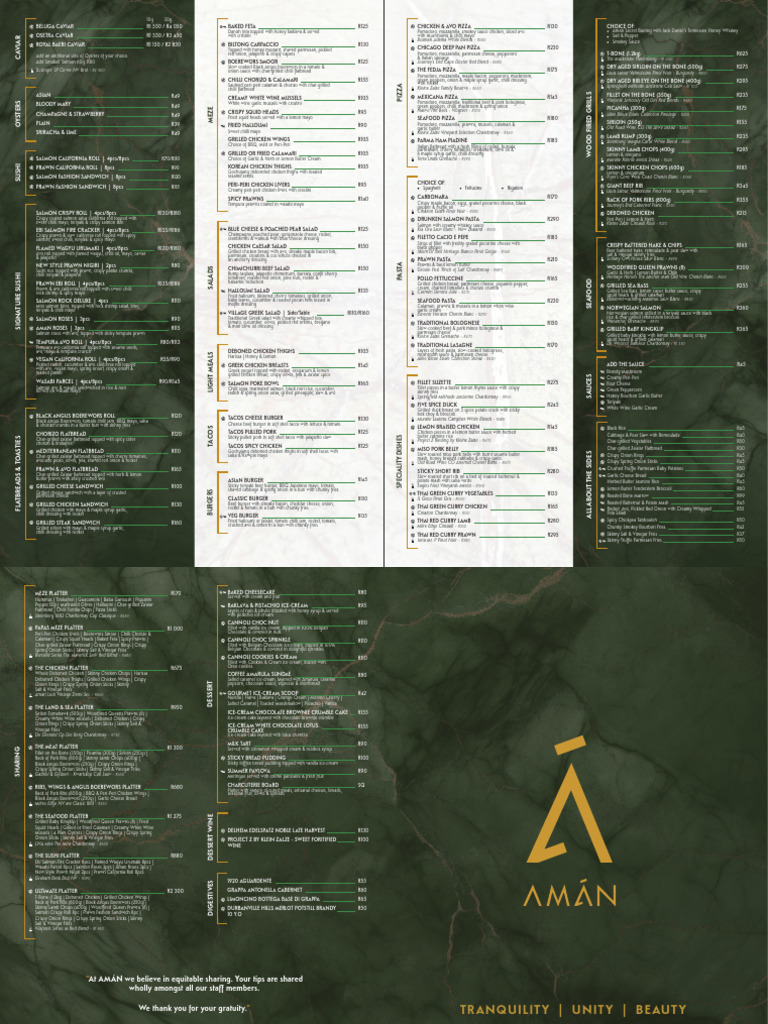 Aman Restaurant Woodmead Menu | PDF | Hamburgers | Sushi