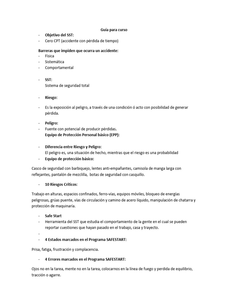 Guía Para Examen de Inducción SSMA - Téc Seg%2c Sep 2017 Rev1 | PDF