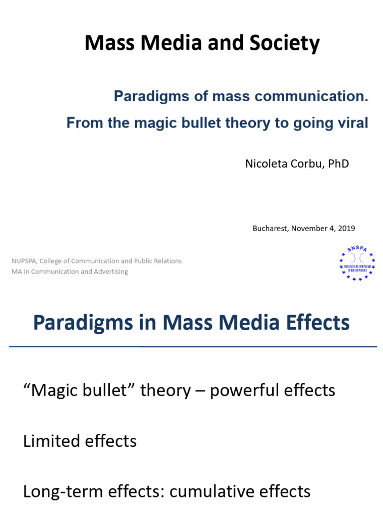 Mass Media and Society - Paradigms of Mass Comm 2019 | PDF | Psychology ...