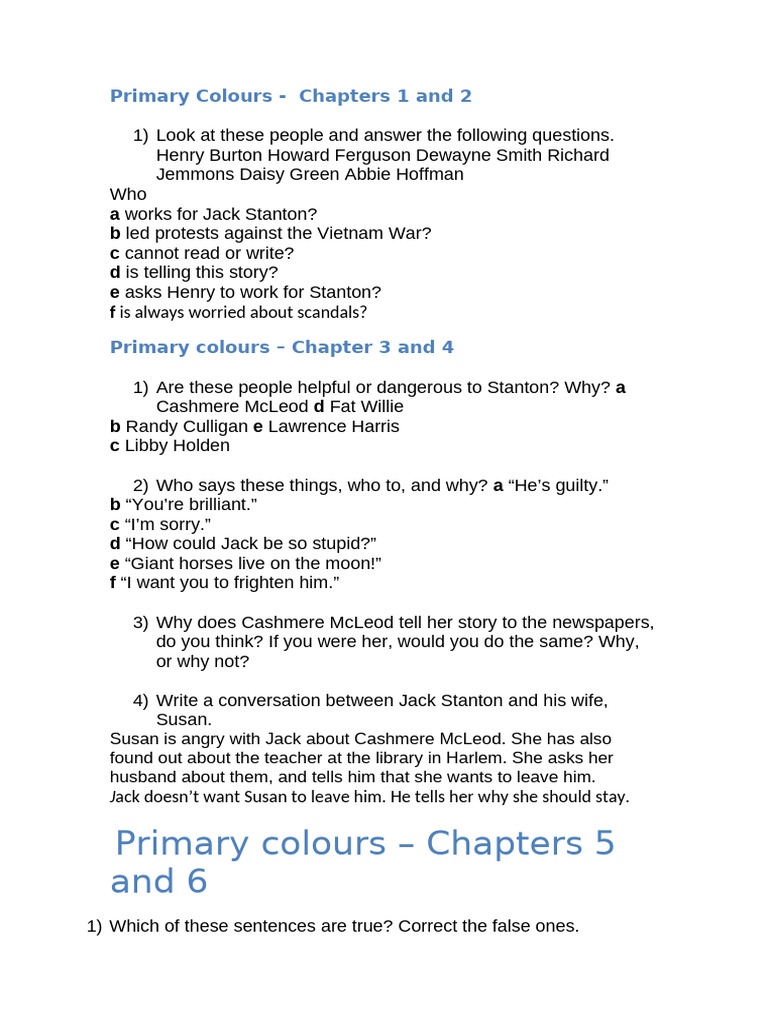 Primary Colours - Activities | PDF