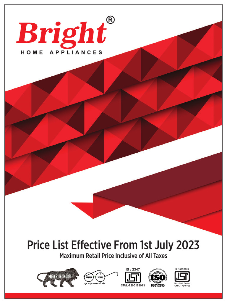 Bright Home Appliances Pricelist | PDF | Home Appliance | Cooking ...