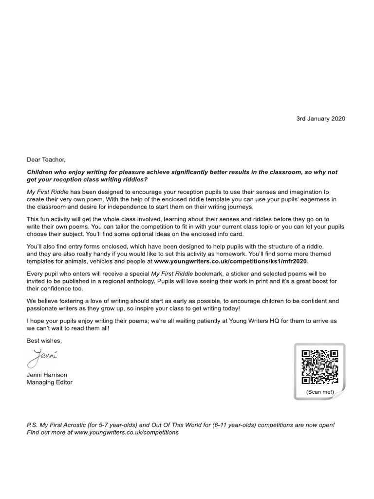 3952 My First Riddle 2020 School Entry Form | PDF