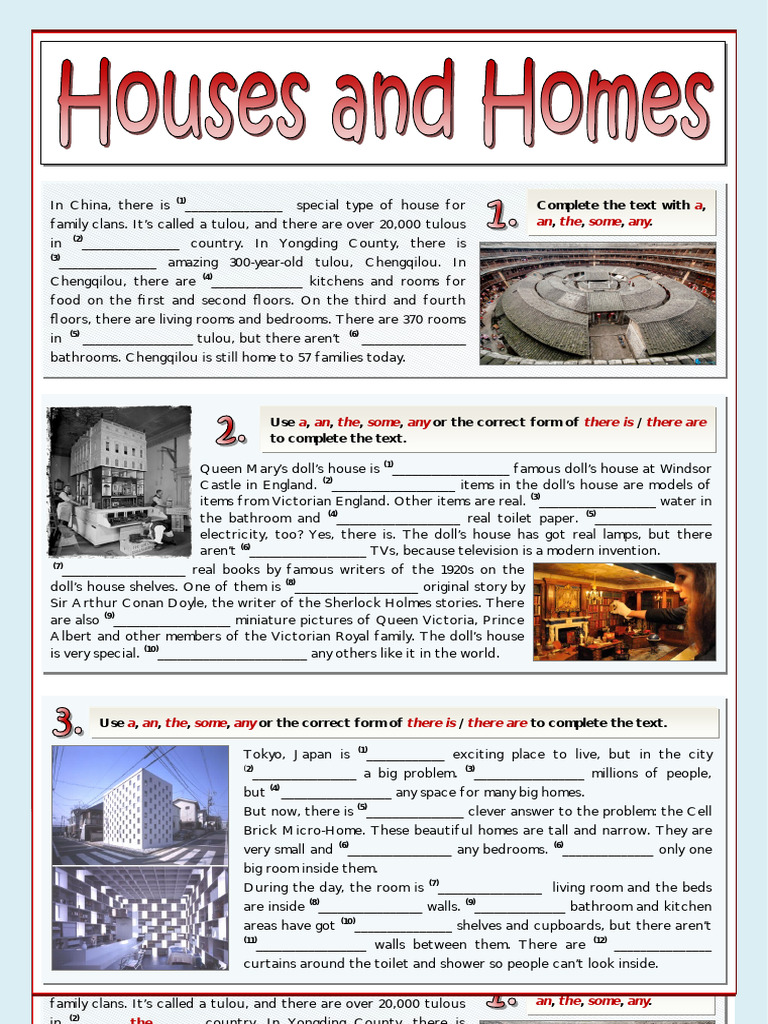 Houses and Homes Grammar Drills Information Gap Activities Reading ...