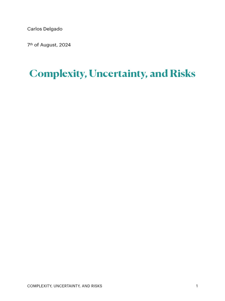 01 - Complexity, Uncertainty, and Risks - 0 | PDF | Risk | Risk Management