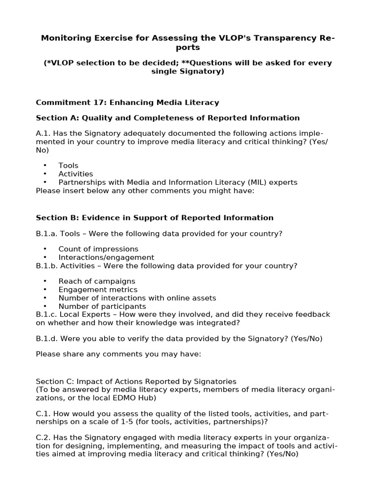 Survey - Comprehensive List of Questions | PDF | Information | Literacy