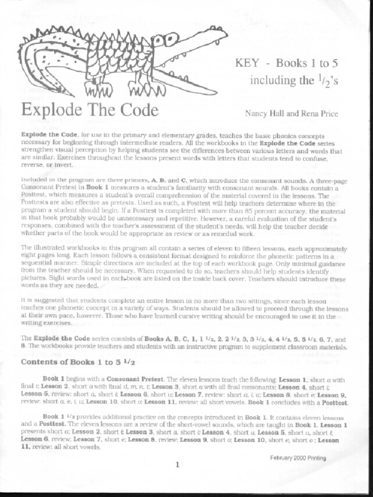 Explode The Code 1 5 Answer Key | PDF