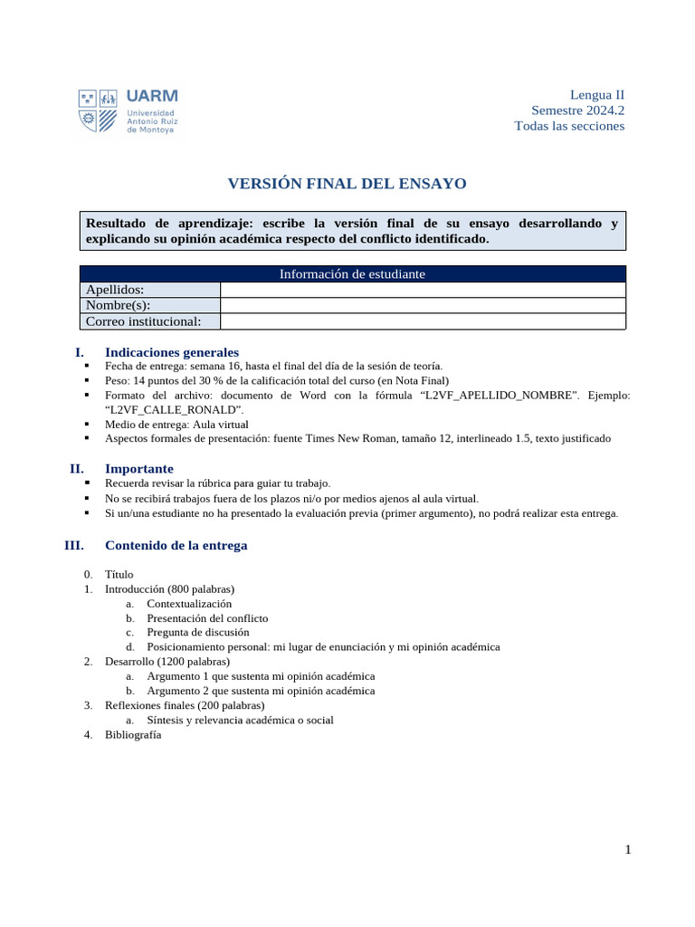 L2. E6. NF. EOA Versión Final (Indicaciones, Formato y Rúbrica) | PDF | Inteligencia artificial ...