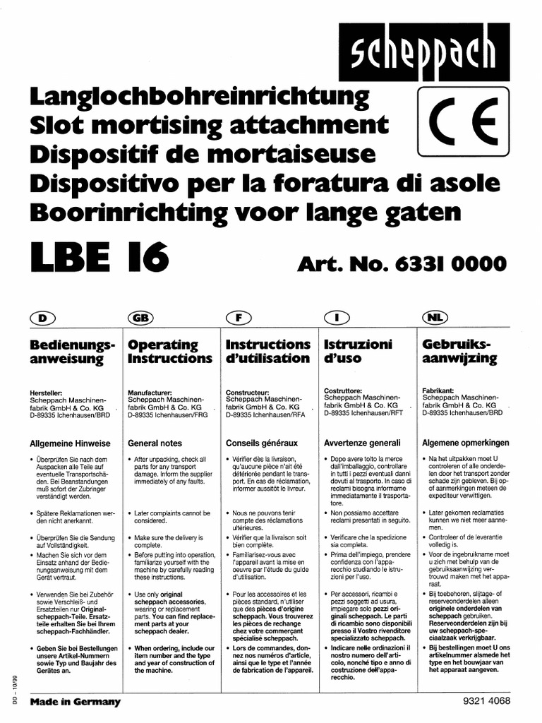 Gebruikershandleiding LBE 16 | PDF