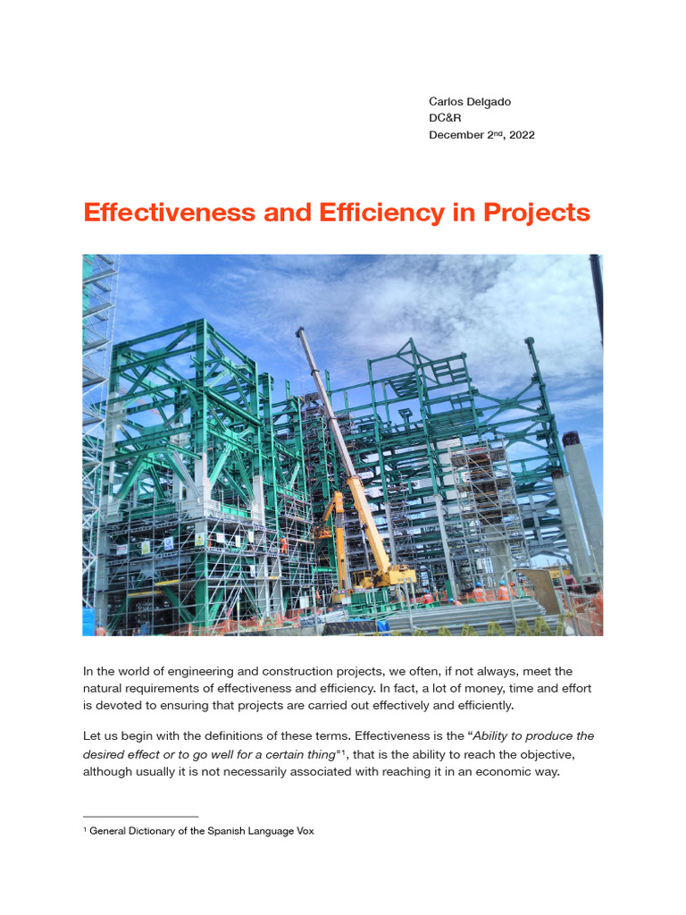 Project Effectiveness and Efficiency Explained | PDF | Economies