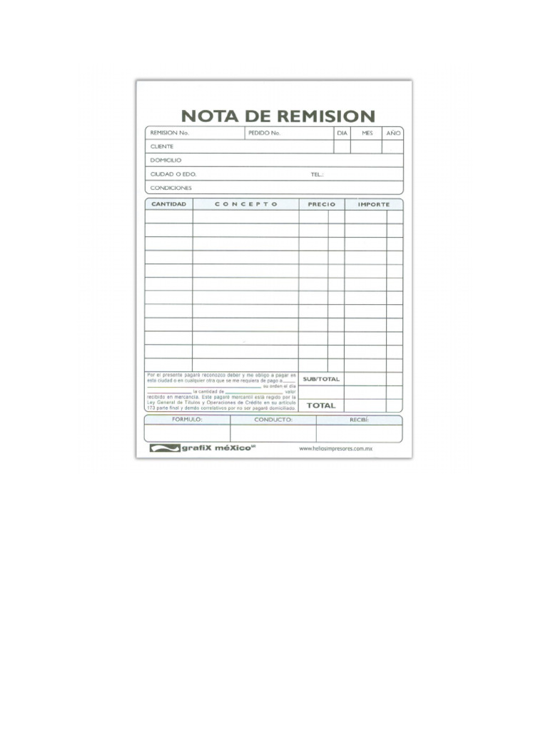 Nota Remision | PDF