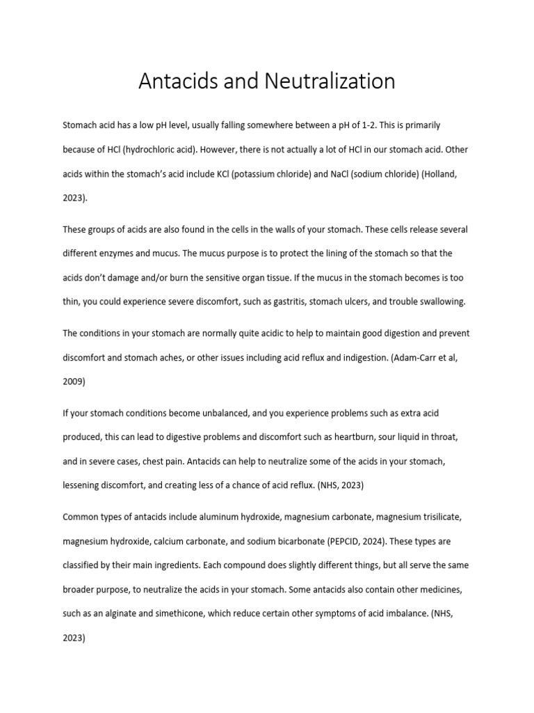 Antacids and Neutralization | PDF