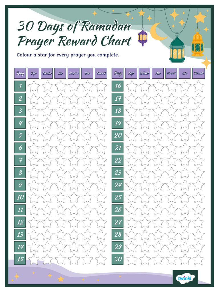 Ar T 1707231953 30 Days of Ramadan Prayer Reward Chart Ver 1 | PDF