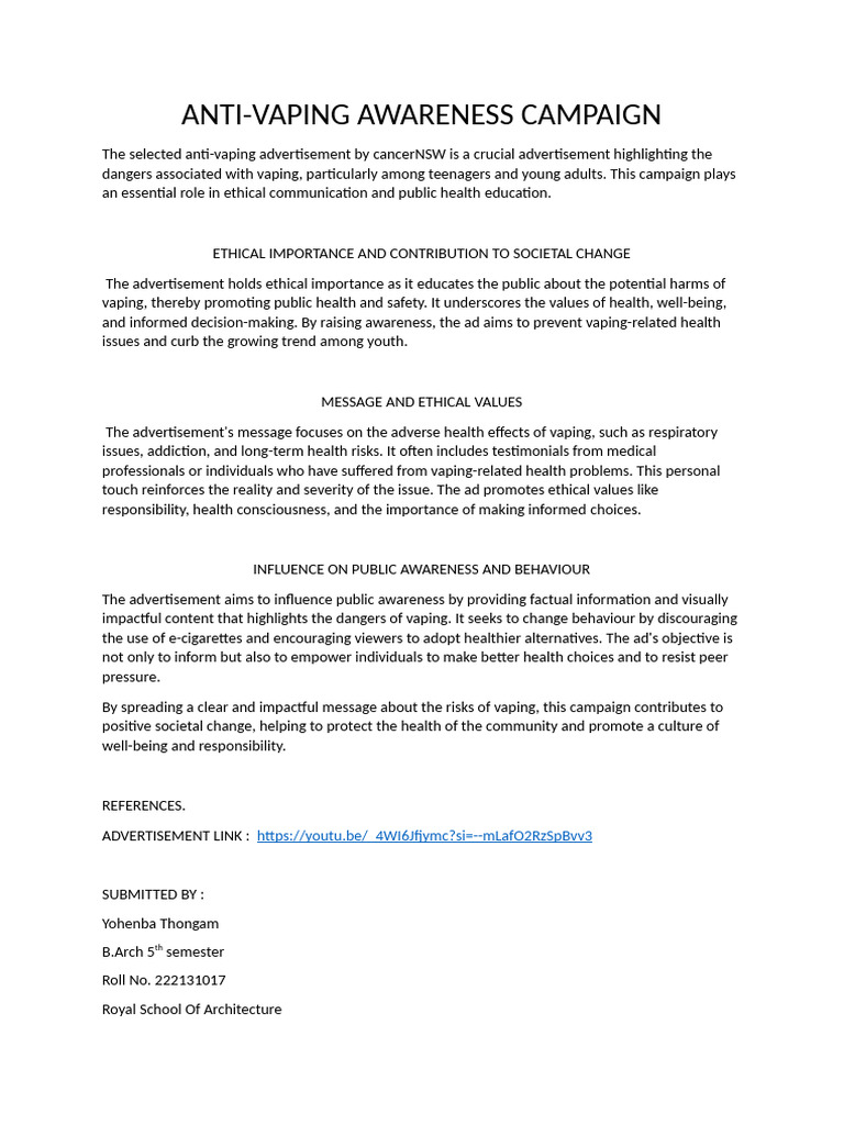 Anti Vaping Advertisements | PDF
