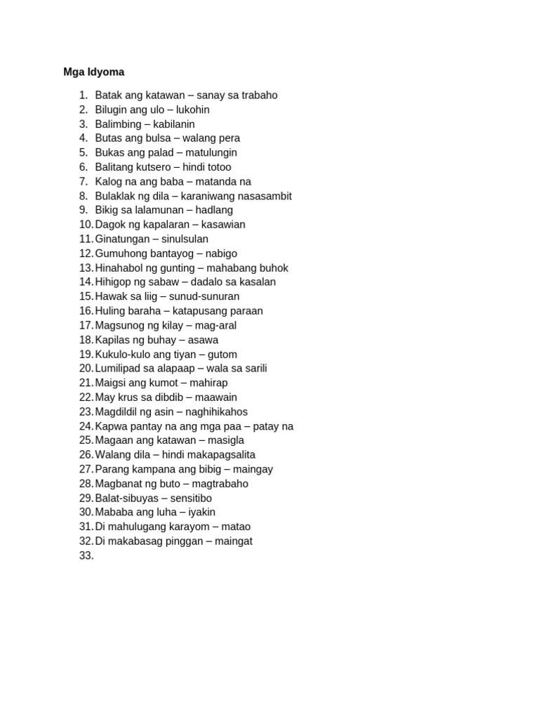 Mga Idyoma | PDF