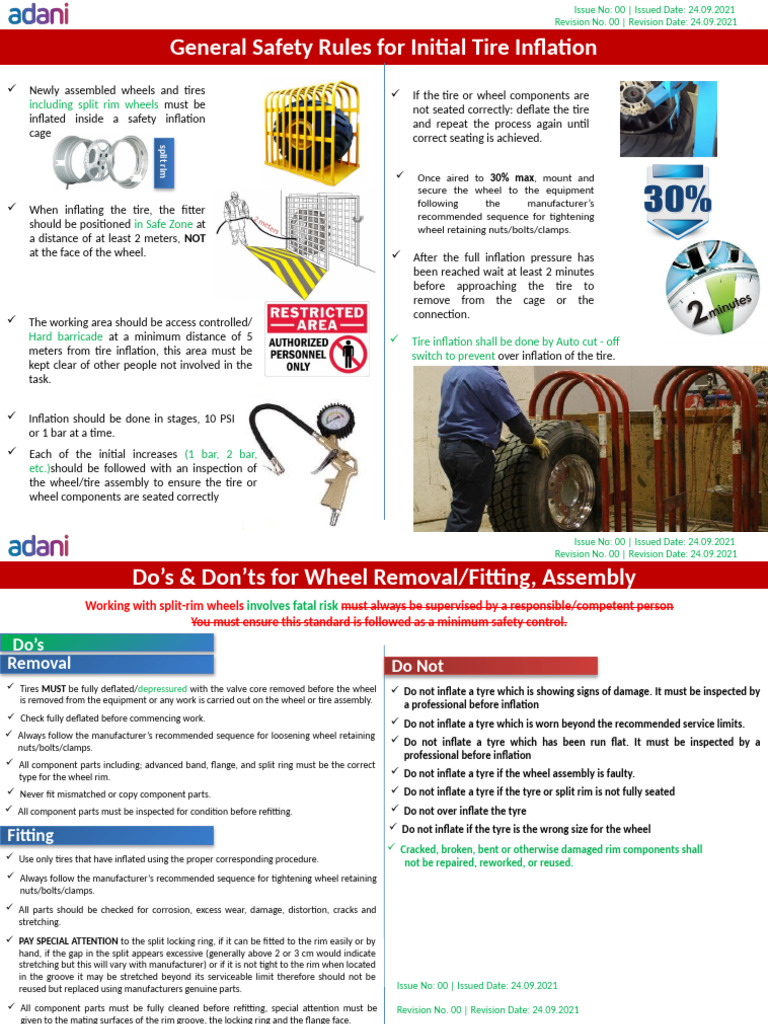 Safety Rules & Do's and Don'Ts Tire Inflation and Changing | PDF | Tire ...